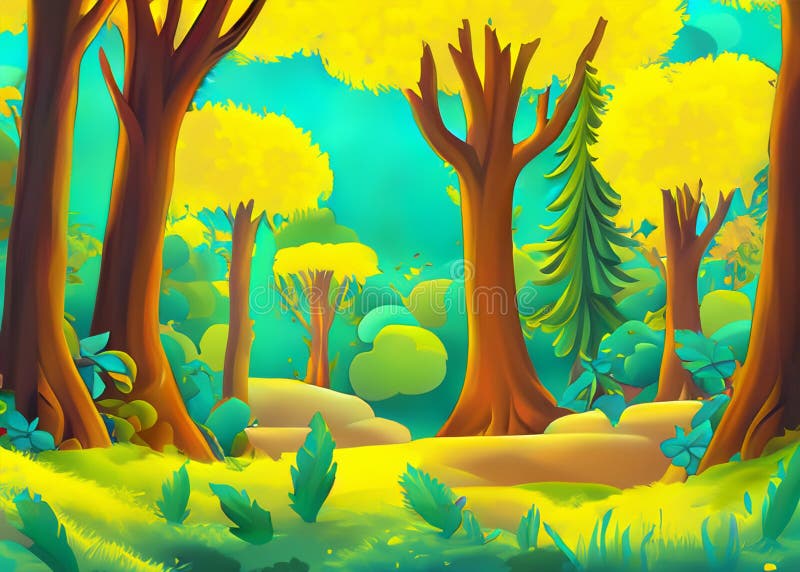 Abstract Cartoon Style of a Magical Forest Created with Generative Ai ...