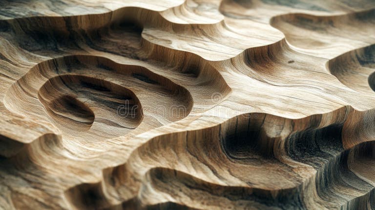 Abstract Carved Wooden Surface Showing Undulating Patterns Stock ...