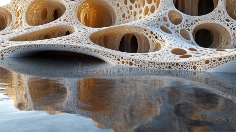 Abstract Cave Structure Reflecting in Water Stock Illustration ...