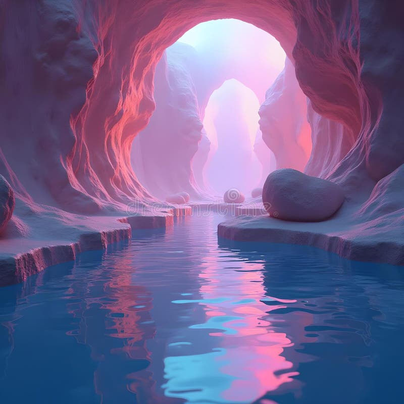 Abstract Cave with Water Background Stock Illustration - Illustration ...
