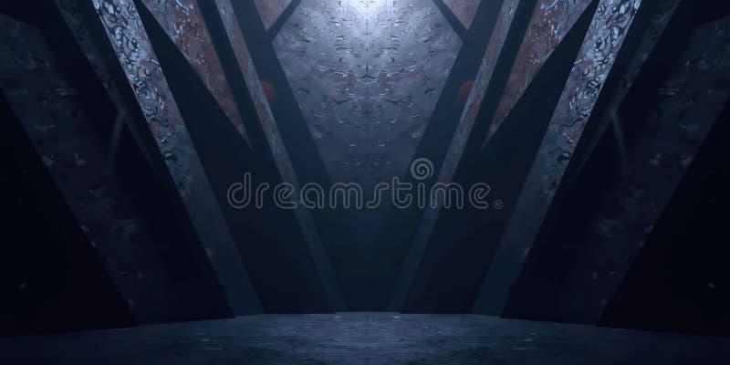 Abstract Cavern Interior with Triangular Pillars and Dim Lighting Stock ...