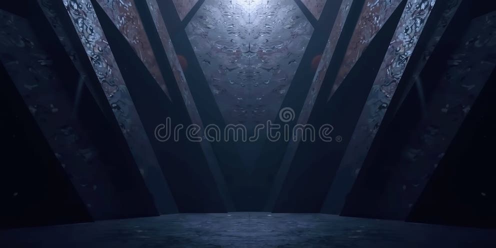 Abstract Cavern Interior with Triangular Pillars and Dim Lighting Stock ...