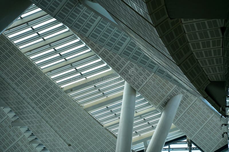 Abstract Ceiling in Office Building, Interior Design. Details of Modern ...