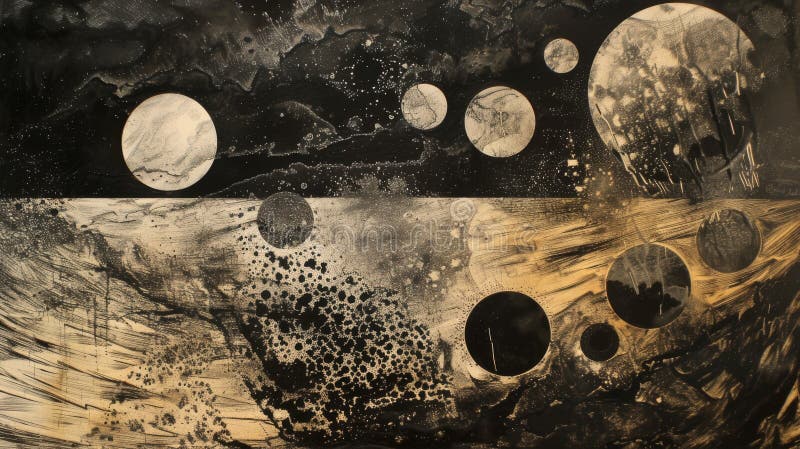 Abstract Celestial Art with Planets and Cosmic Patterns Stock Image ...