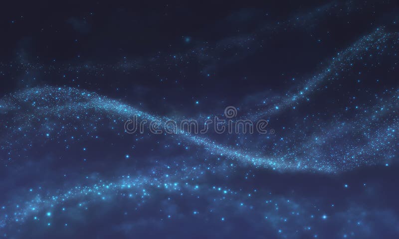 Abstract Celestial Background with Shimmering Blue Light Particles ...