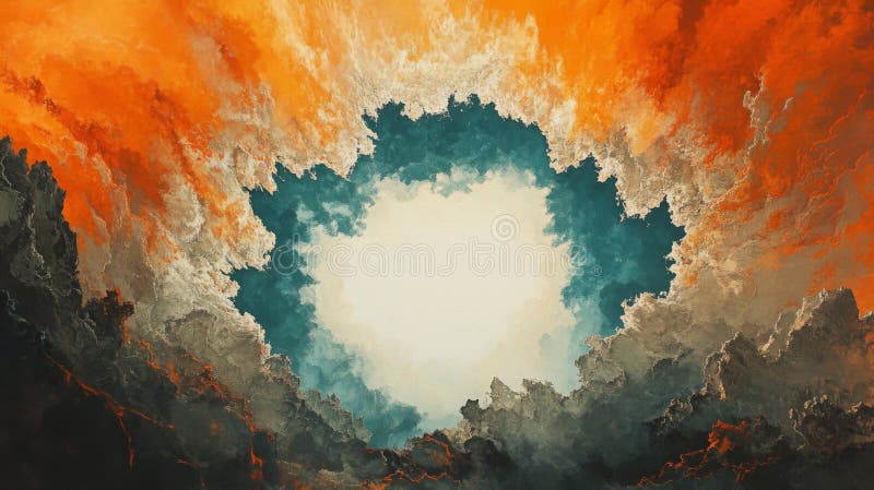 Abstract Celestial Cloudscape Orange Teal White Stock Illustration ...