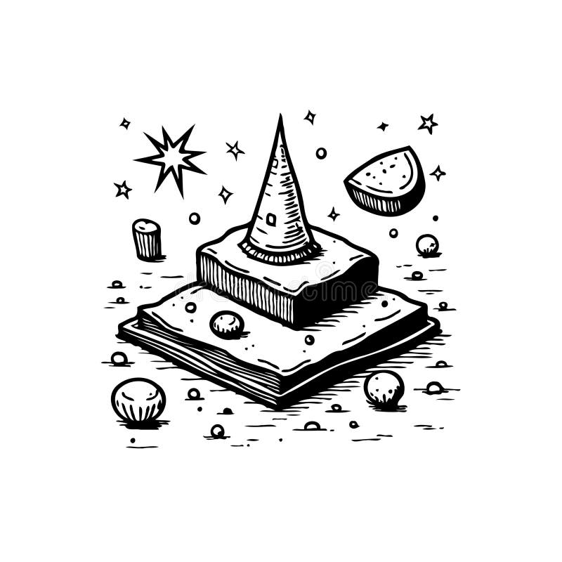 Abstract Celestial Landscape with Layered Platforms and Conical ...