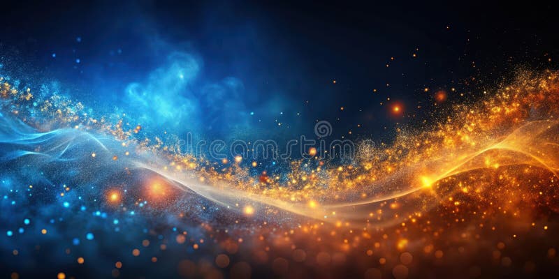 Abstract Celestial Wave of Glowing Particles and Dust. Generative AI ...