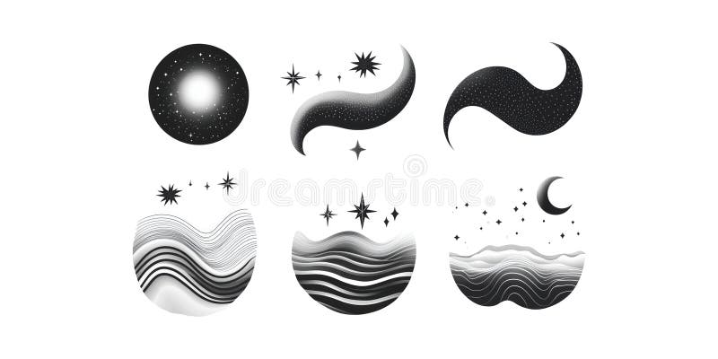 Abstract Celestial and Wave Patterns in Black and. Cosmic and Oceanic ...