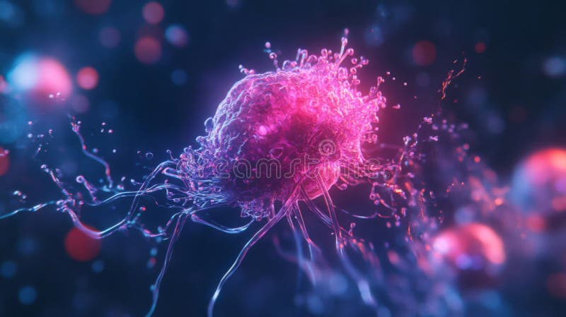 Abstract Cell Structure Illuminated in Vivid Pink and Blue Hues Stock ...