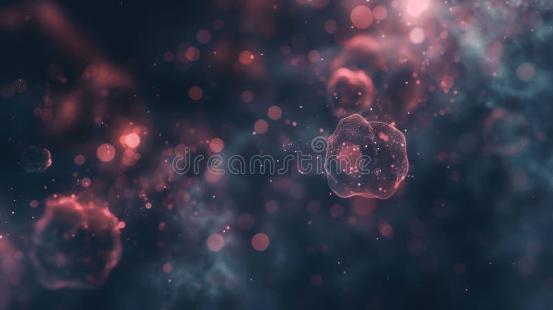 Abstract Cell Structure - Red Microscopic Particles Background Stock ...