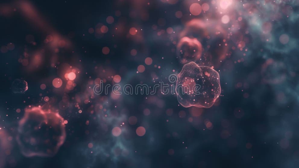 Abstract Cell Structure - Red Microscopic Particles Background Stock ...