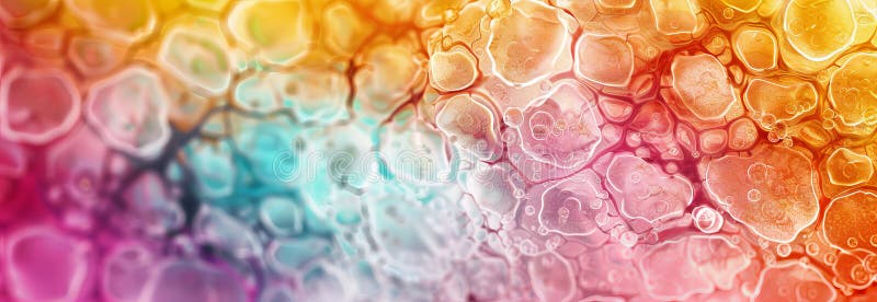 Abstract Cell and Tissue Structures Under Microscope in Colorful Art ...