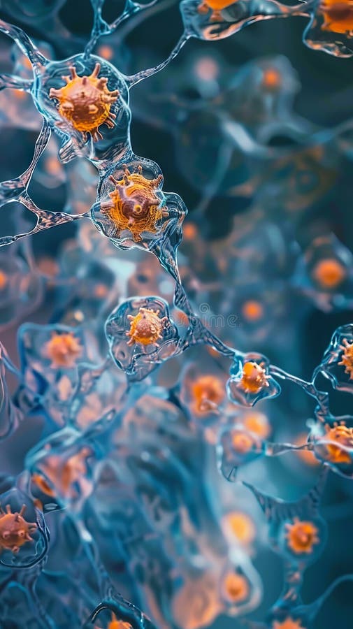 Abstract Cell and Tissue Structures Under a Microscope, Concept of ...