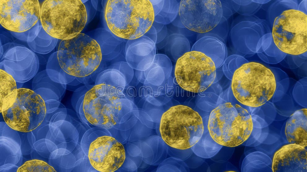 Abstract Cells: Microscopic Blue and Gold Spheres, Science Background ...