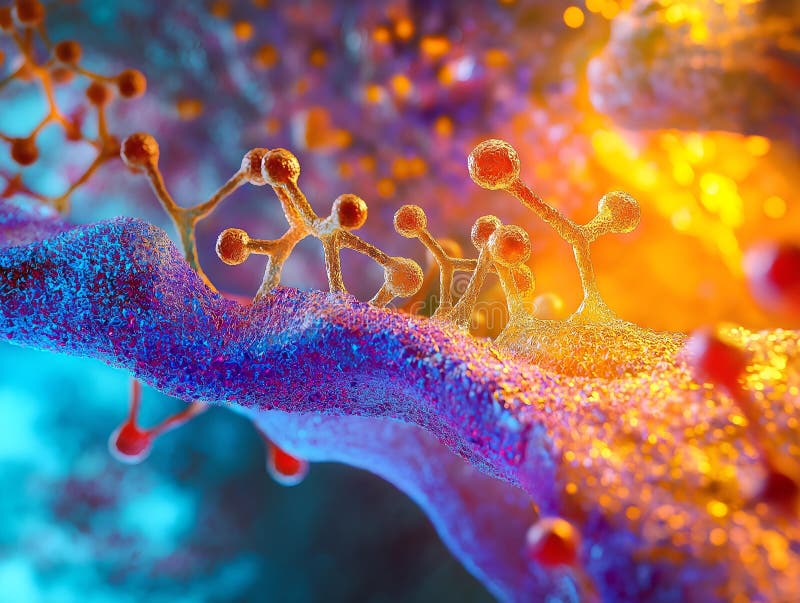 Abstract Cellular Structure, Microscopic View, Vibrant Colors Stock ...