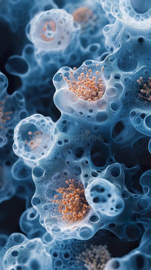 Abstract Cellular Structure with Orange Spikes Stock Image - Image of ...