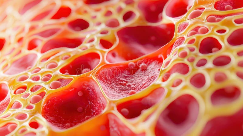 Abstract Cellular Structure Red Yellow Cells Flowing Macro View Stock ...