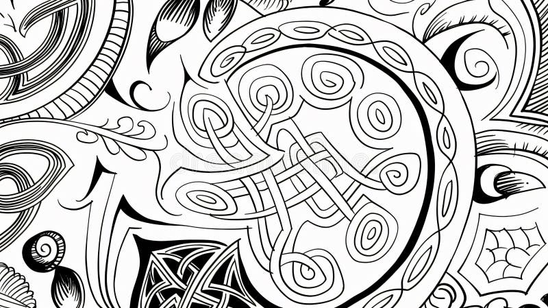 Abstract Celtic Knotwork Pattern, Black and White High Quality Image ...