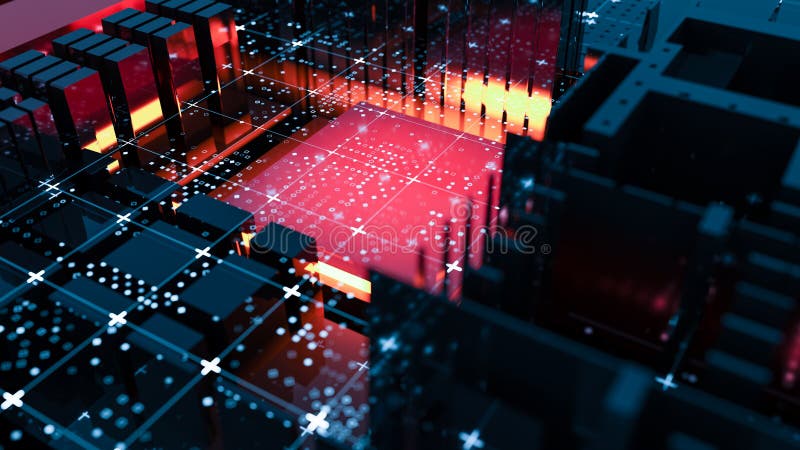 Abstract Central Computer Processors Concept. 3D Illustration Stock ...