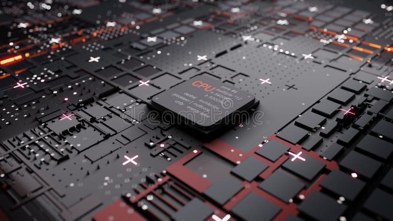 Abstract Central Computer Processors Concept. 3D Illustration Stock ...