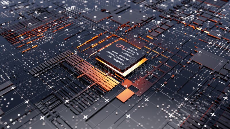 Abstract Central Computer Processors Concept Stock Illustration ...