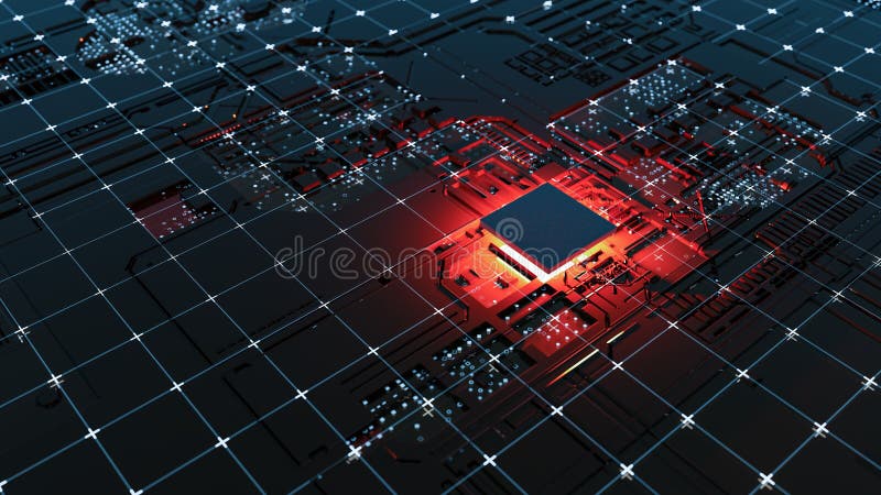 Abstract Central Computer Processors Concept. 3D Illustration Stock ...