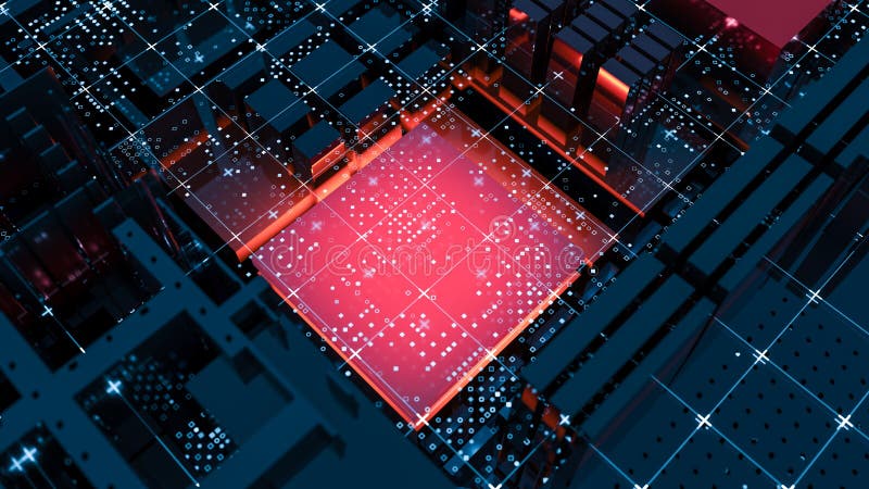 Abstract Central Computer Processors Concept. 3D Illustration Stock ...