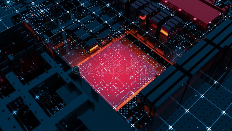 Abstract Central Computer Processors Concept. 3D Illustration Stock ...