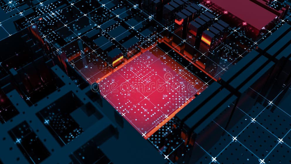 Abstract Central Computer Processors Concept. 3D Illustration Stock ...