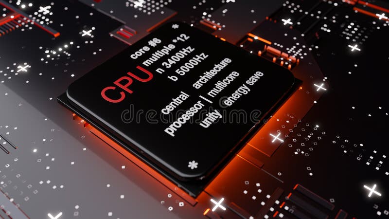 Abstract CPU with Glow from Below Stock Image - Image of processing ...