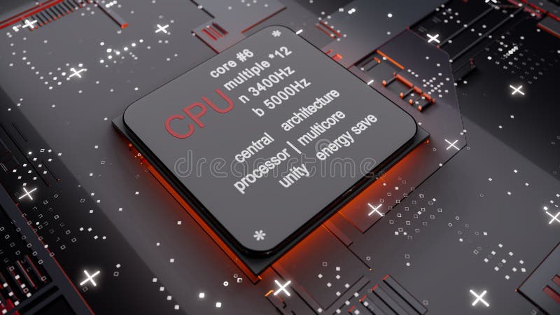 Abstract CPU with Glow from Below Stock Illustration - Illustration of ...