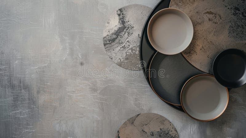 Abstract Ceramic Plates on Textured Surface Stock Photo - Image of ...