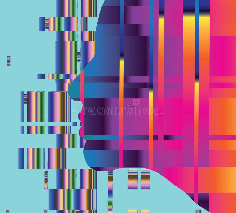 Abstract Cg Gradient Rectangle Female Profile Silhouette Illustration ...