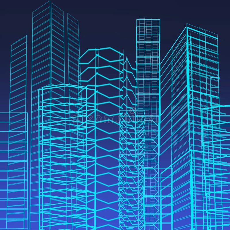 Abstract Cg Non Ai Imaginary City Skyline Illustration Stock ...