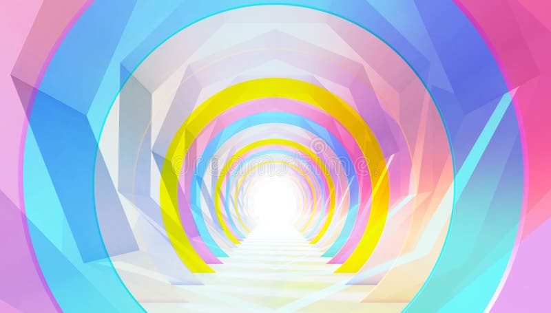 Abstract Cgi Background, Colorful Tunnel Interior. 3d Stock ...