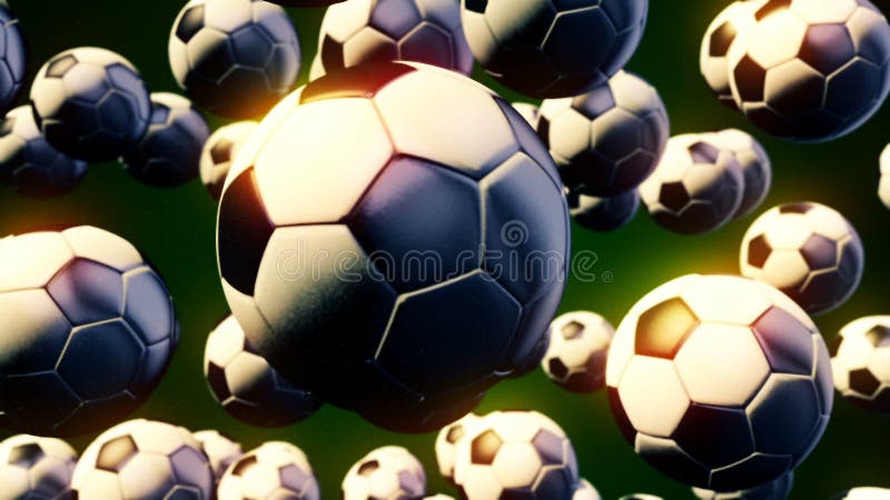 CGI Motion Graphics with Flying Soccer Balls Stock Photo - Image of ...