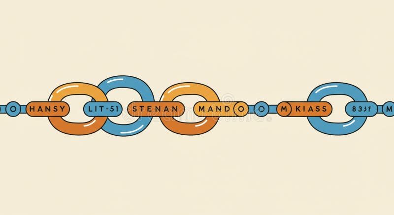 Abstract Chain Design Featuring Interconnected Loops in Orange and Blue Hues. Each Stock ...