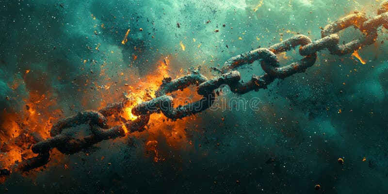 Abstract Chains Shattering or Dissolving, Representing the Liberation ...