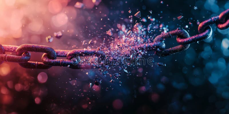 Abstract Chains Shattering or Dissolving, Representing the Liberation ...