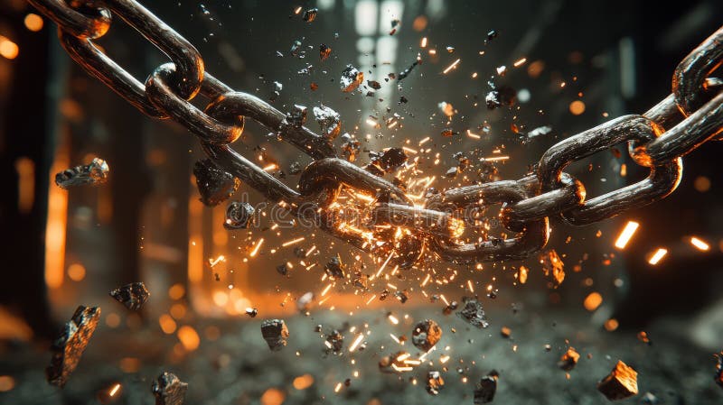 Abstract Chains Shattering or Dissolving, Representing the Liberation ...