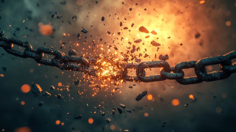 Abstract Chains Shattering or Dissolving, Representing the Liberation ...