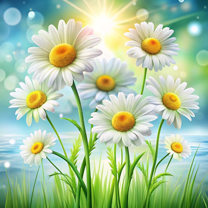 Abstract Chamomile Flowers Natural Spring and Summer Background 3D ...