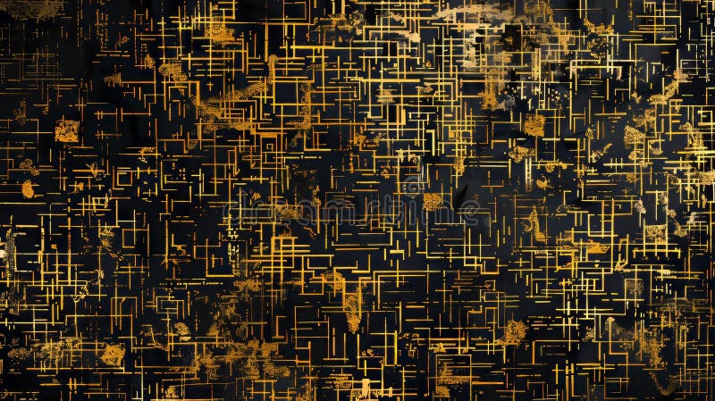 Abstract Chaos Gold and Black Code Pattern in Raw Style for a Unique ...