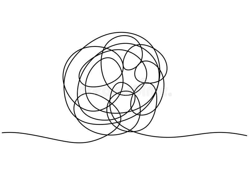 Abstract Chaotic Line. Tangled Texture One Continuous Line Drawing ...