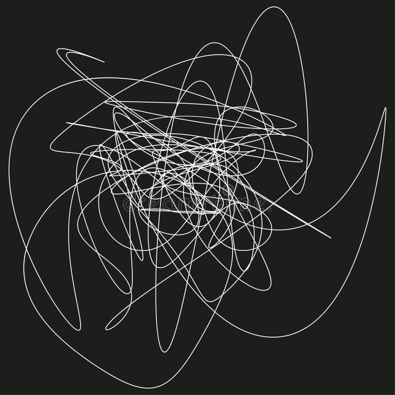 Abstract Chaotic Lines. Tangled Vector Scribble. Random Artistic ...