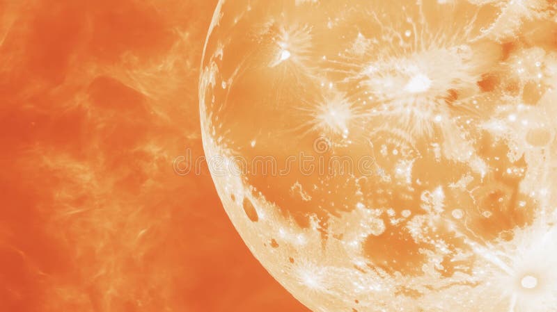 Abstract Chaotic Moon with Orange Texture in Surreal Cosmic Scene Stock ...