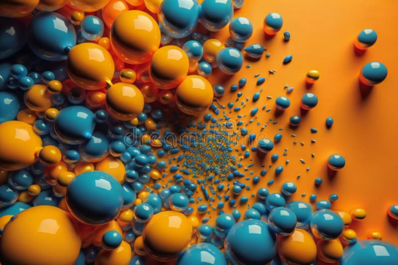 Abstract Chaotic Structure. Flying Particles in Empty Space. Futuristic ...