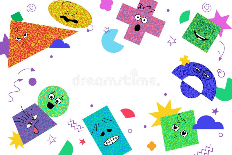 Abstract Character Emotions Cartoon Hand Drawn Background Stock ...