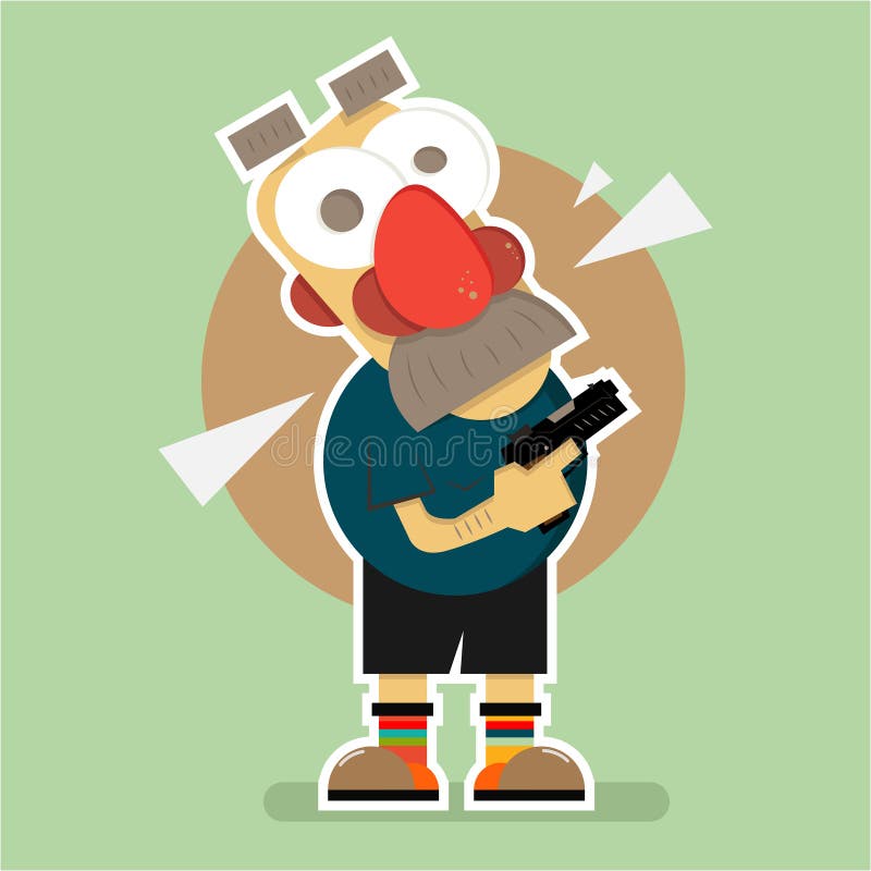 Abstract Character with Gun Vector Illustration Stock Vector ...
